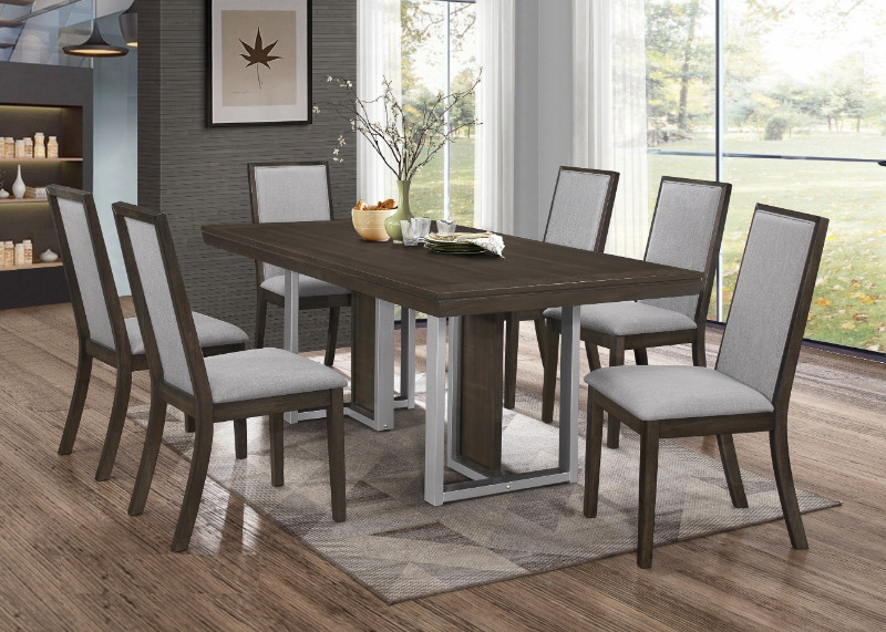 Casa Blanca Lorence-7PC 7 pc Lorence weathered grey finish wood dining ...