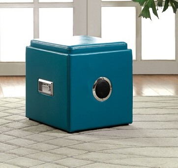 CM-AC210BL Armoni blue vinyl square storage ottoman foot stool with ...