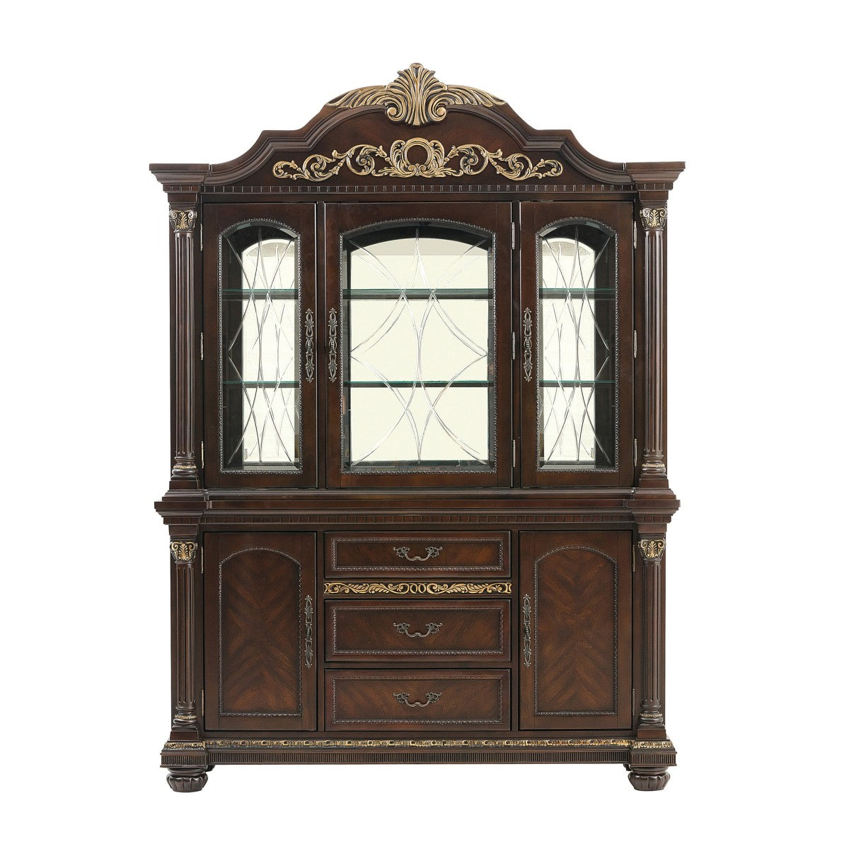 Homelegance 1808-50 Russian hill cherry finish wood curio cabinet hutch ...