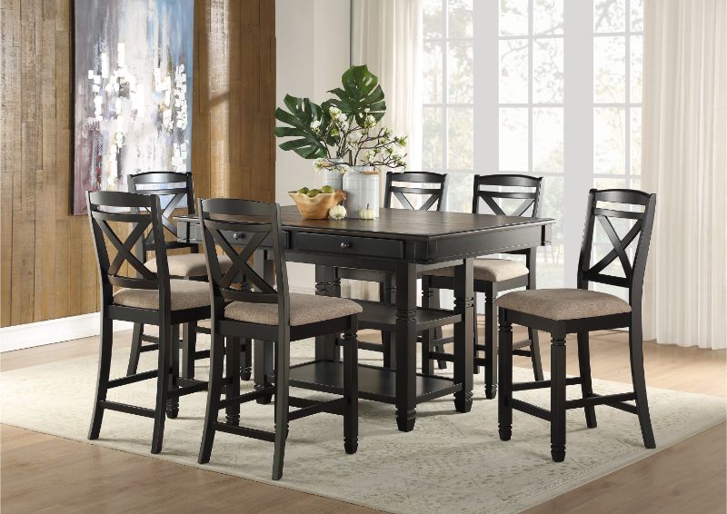 5705BK-36 7 pc August grove Baywater two tone black finish wood fabric ...