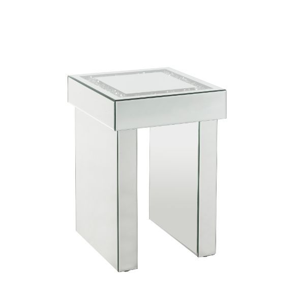 Acme 84702 Glam noralie mirrored pedestal end table plant stand square ...