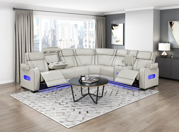 Homelegance 9516TPES-33L2RCNPWH 3 pc Bastrop fortuner taupe faux ...