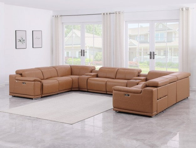 Global United 9762CG-10PC 10 pc DivanItalia cognac italian leather ...