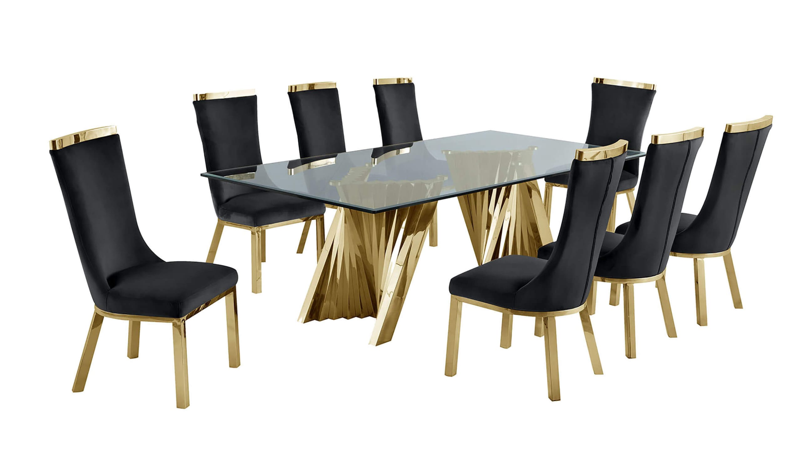 Best Quality D04-8SC276 9 pc Modern glass top gold accent base 94 ...