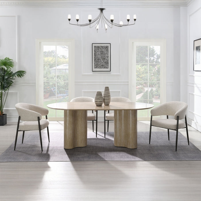 Acme DN03675-79-7PC 7 pc Jirina travertine look finish wood 79" oval ...
