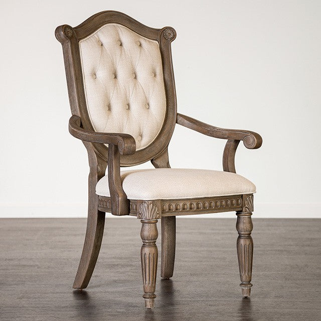 FM3418AK-AC Set of Oakham weathered oak finish wood shield back arm ...