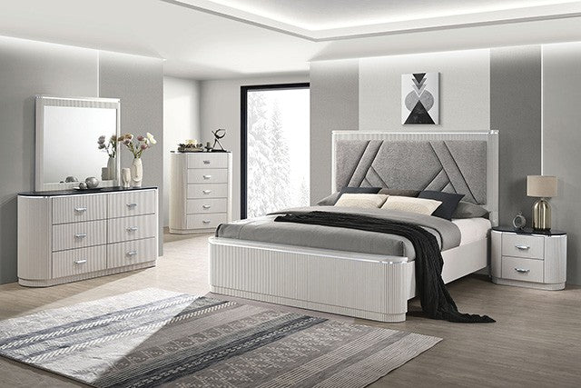 FM7244GY-4PC 4 pc Aldgate light grey finish wood reeded panel and ...