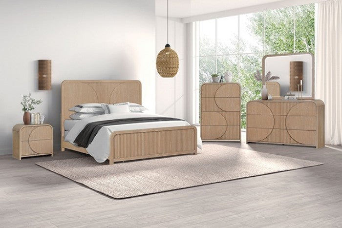FM73001NT-4PC 4 pc Tangentry natural finish wood fluted circular design ...