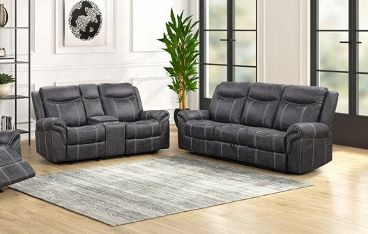 Acme LV04670-71 2 pc Zubaida dark grey polished microfiber sofa and ...