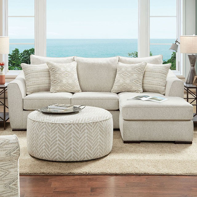 SM8192 2 pc Canora grey saltney ivory chenille fabric sectional sofa ...